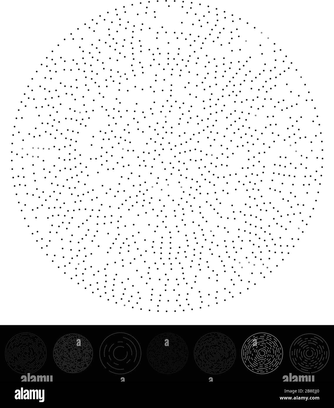 Random dots, circles abstract. Speckles, dotted radial, radiating ...