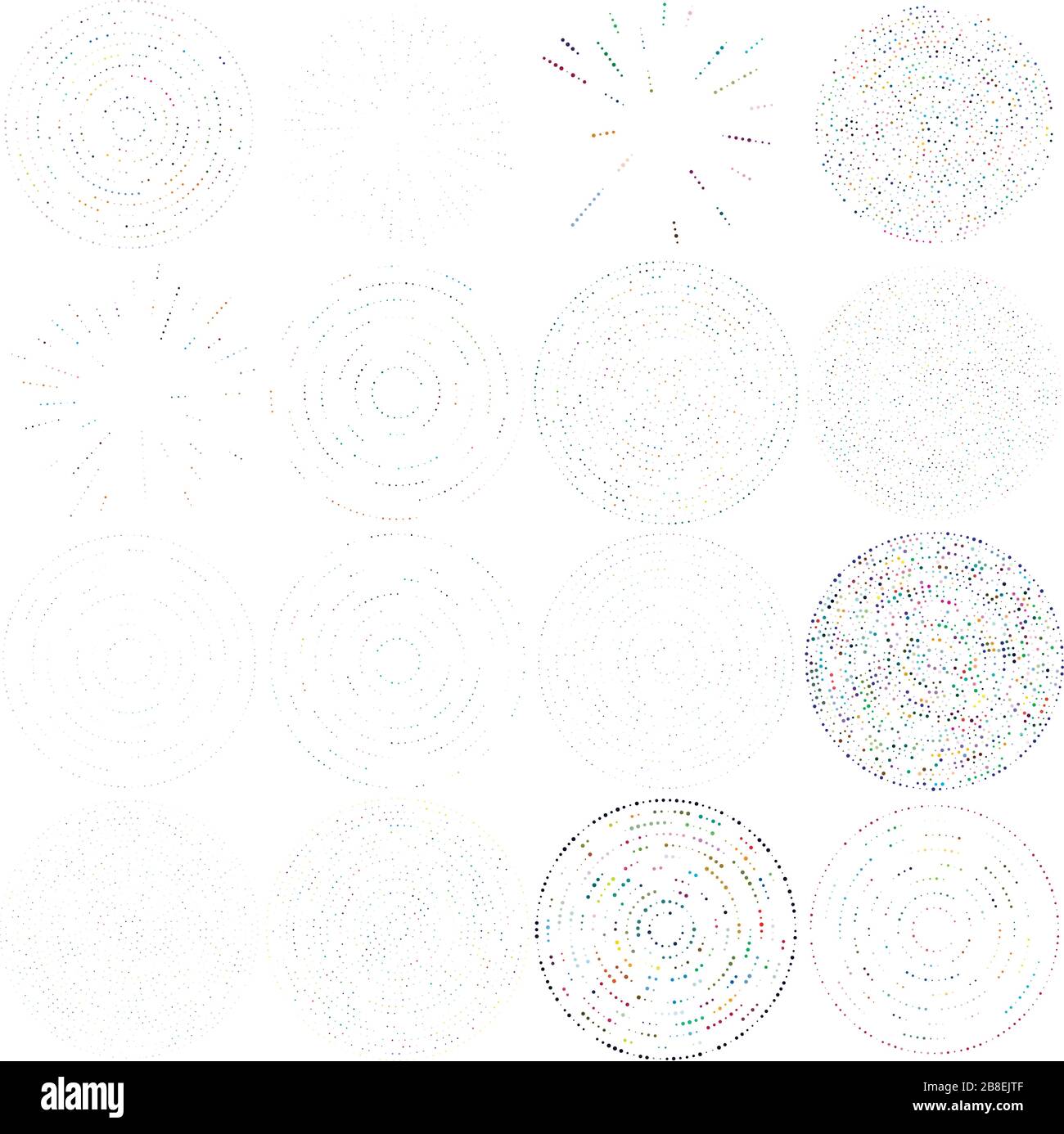 Random dots, circles abstract. Speckles, dotted radial, radiating ...