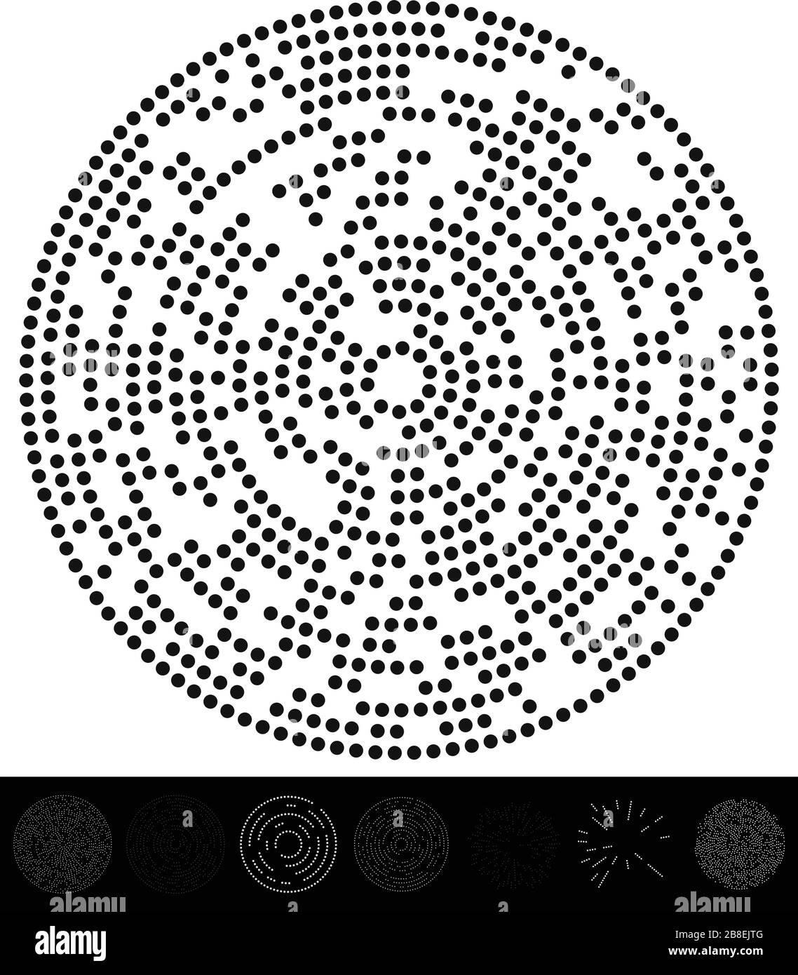 Random dots, circles abstract. Speckles, dotted radial, radiating ...