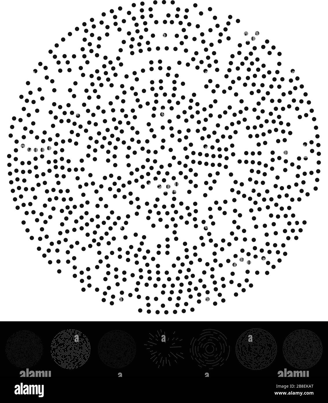Random dots, circles abstract. Speckles, dotted radial, radiating ...