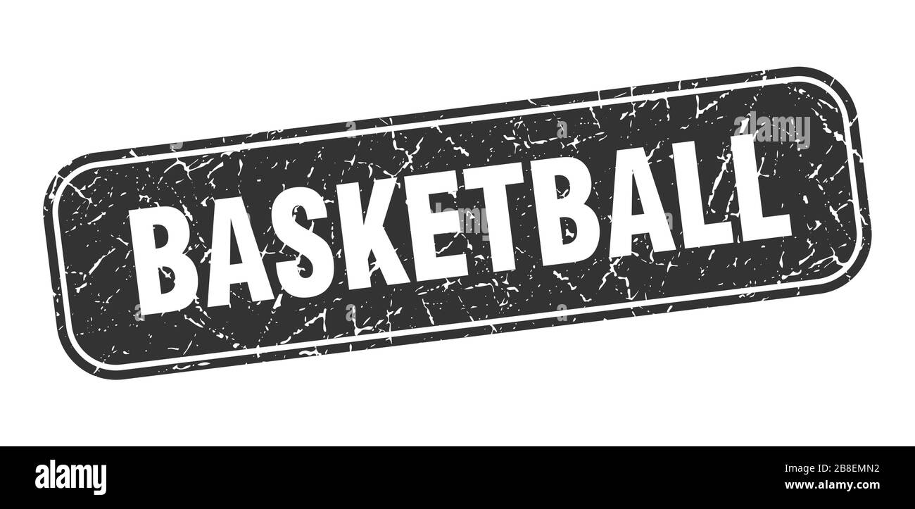 basketball stamp. basketball square grungy black sign Stock Vector ...