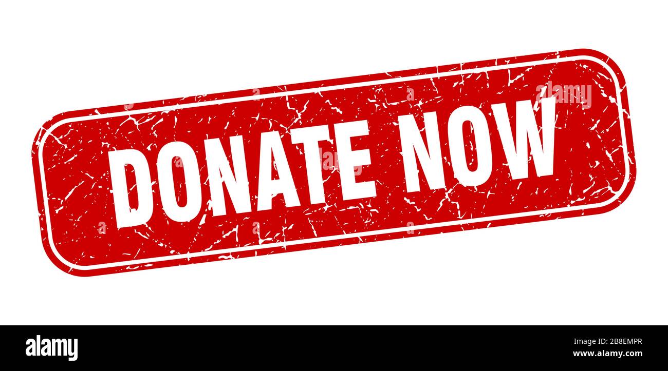 donate now stamp. donate now square grungy red sign Stock Vector Image ...