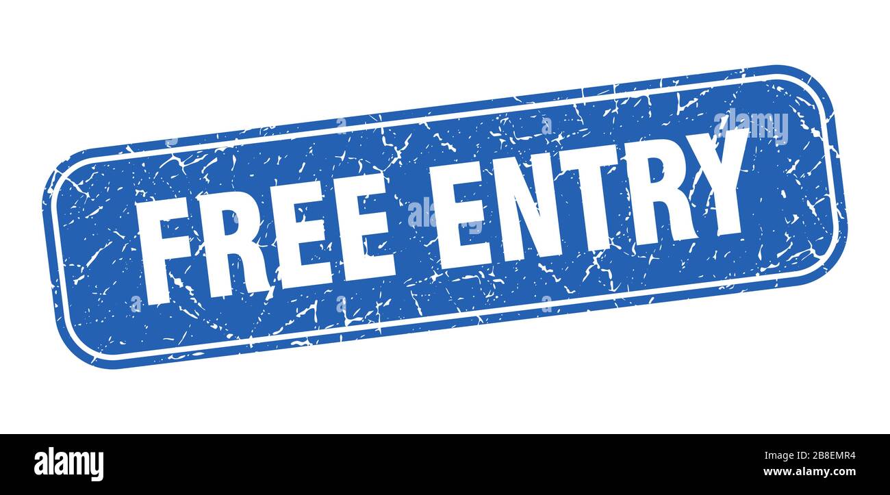 free entry stamp. free entry square grungy blue sign Stock Vector Image ...