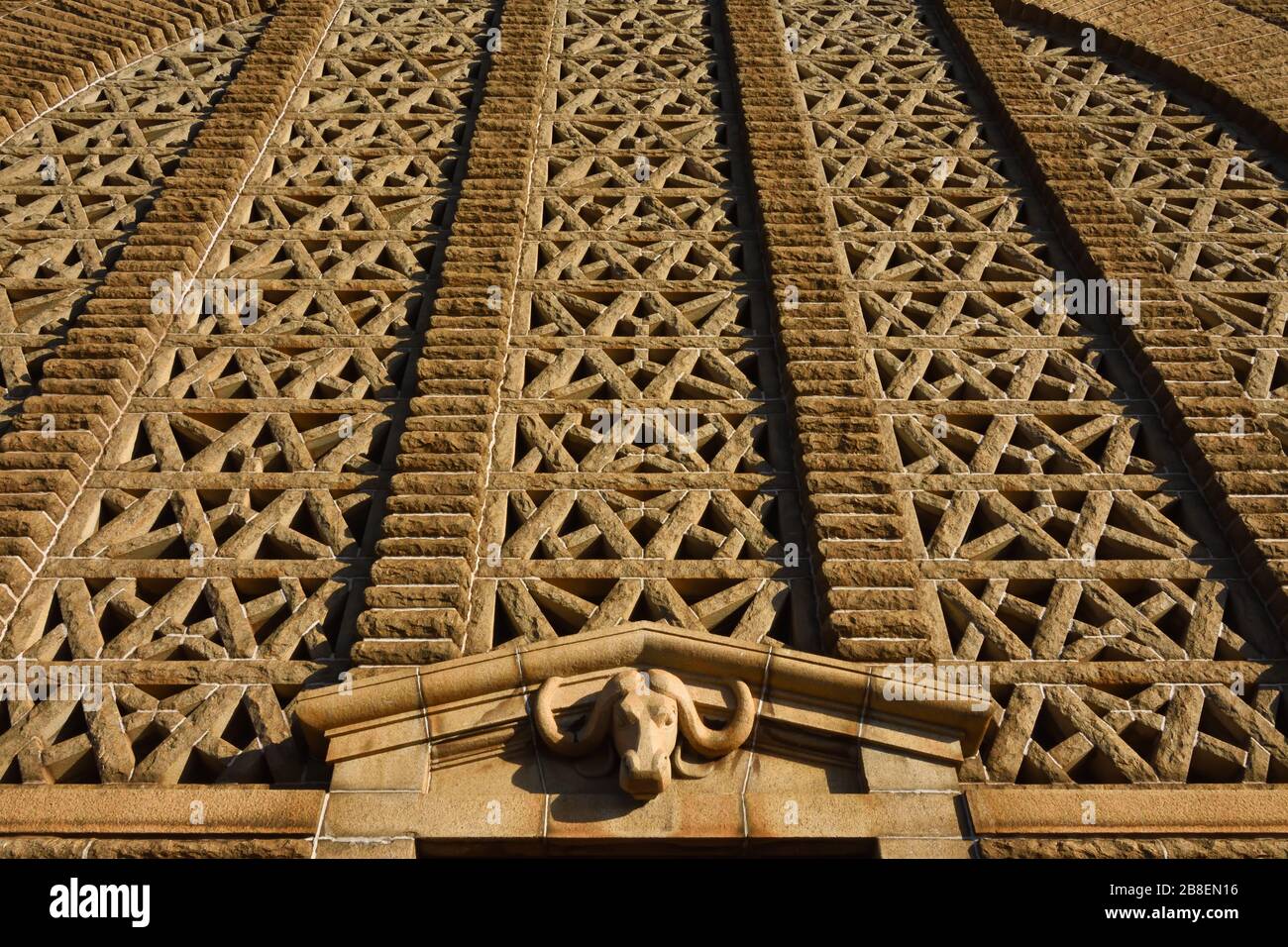 Granite Bull And Building Detail Of The Voortrekker Monument Stock ...