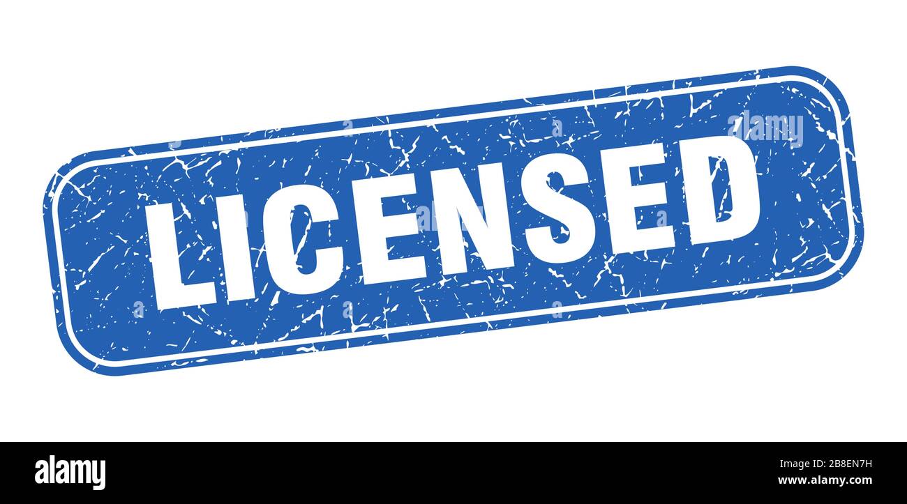licensed stamp. licensed square grungy blue sign Stock Vector Image & Art - Alamy