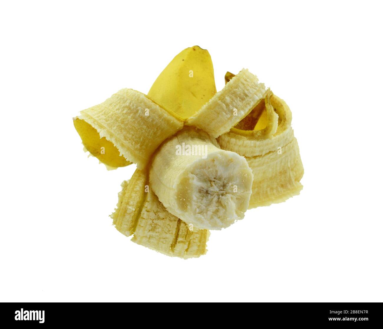 Half peeled Banana, Open Banana isolated on a white background Stock ...