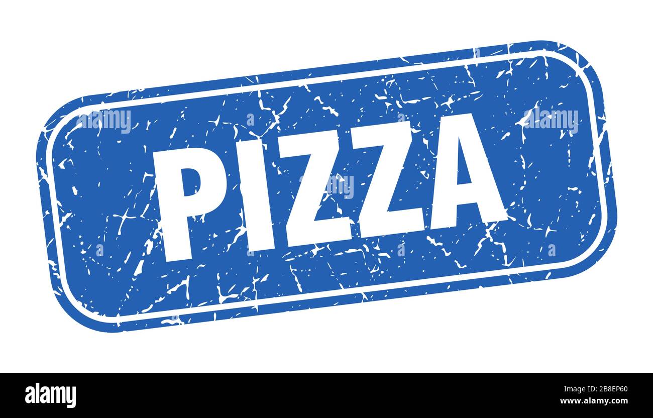 pizza stamp. pizza square grungy blue sign Stock Vector Image & Art - Alamy