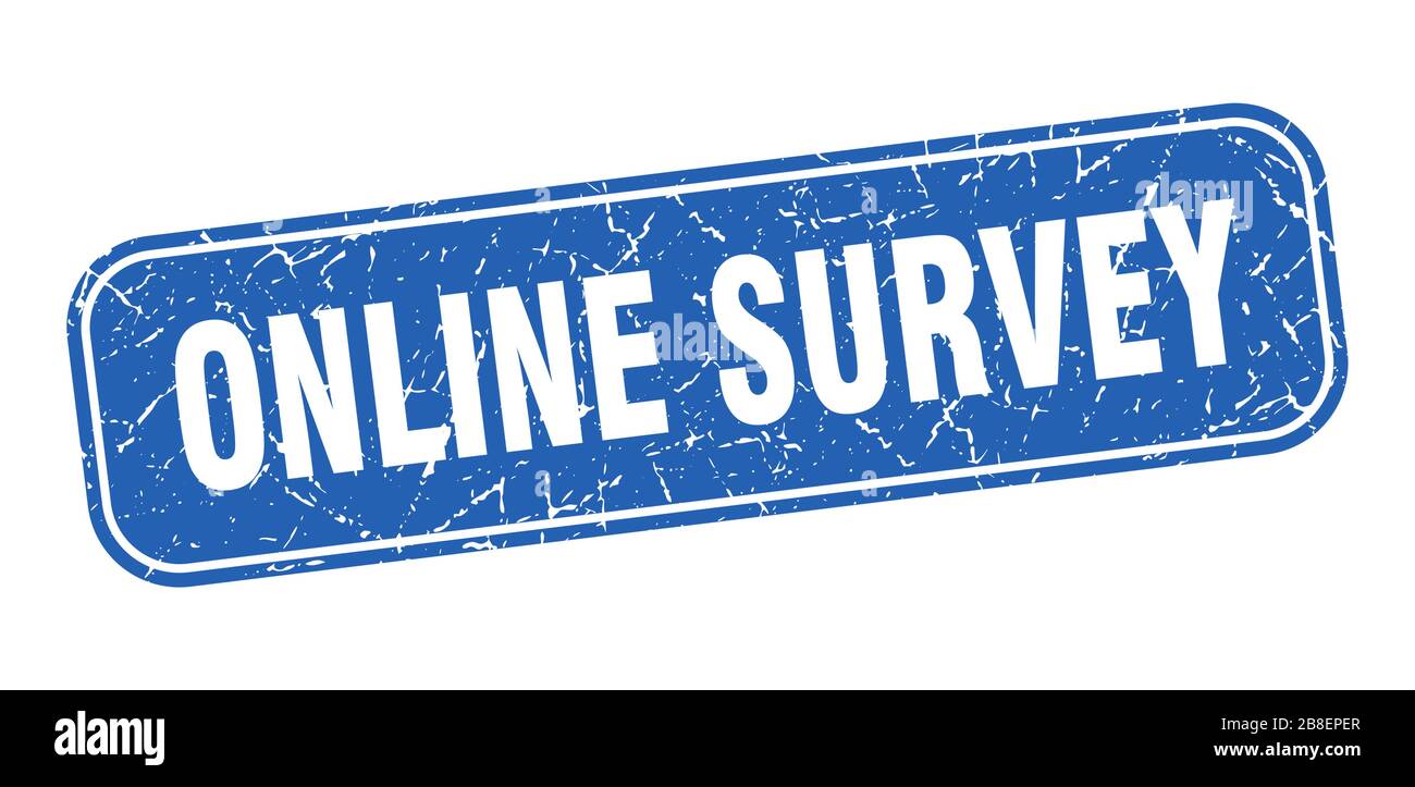 online survey stamp. online survey square grungy blue sign Stock Vector ...