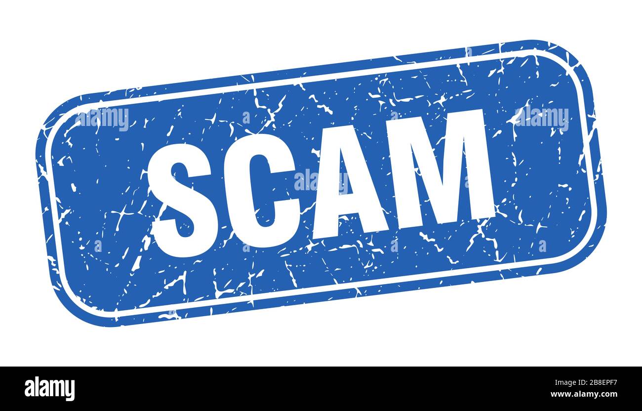 scam stamp. scam square grungy blue sign Stock Vector Image & Art - Alamy