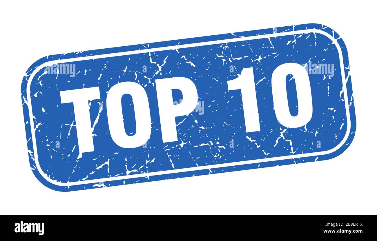 top 10 stamp. top 10 square grungy blue sign Stock Vector Image & Art ...