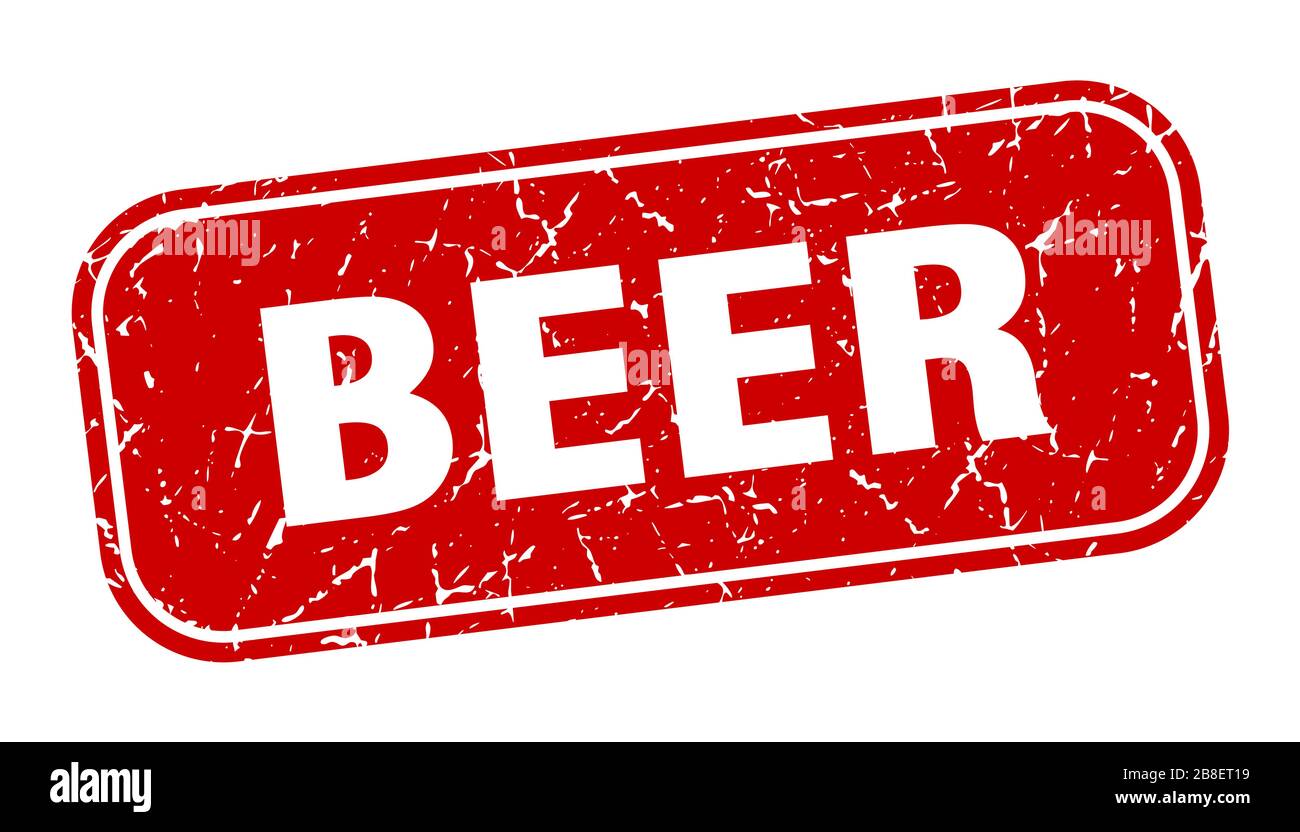 beer stamp. beer square grungy red sign Stock Vector Image & Art - Alamy