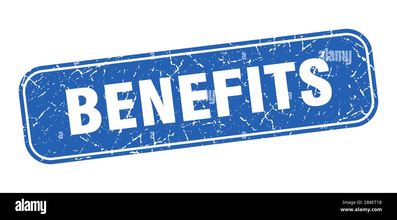 benefits stamp. benefits square grungy blue sign Stock Vector Image ...