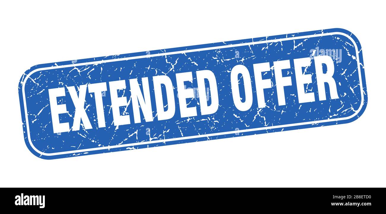 extended offer stamp. extended offer square grungy blue sign Stock ...