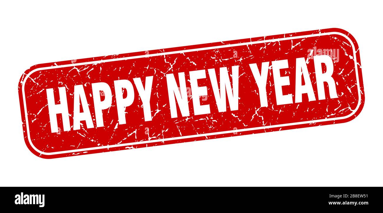 happy new year stamp. happy new year square grungy red sign Stock Vector Image & Art - Alamy