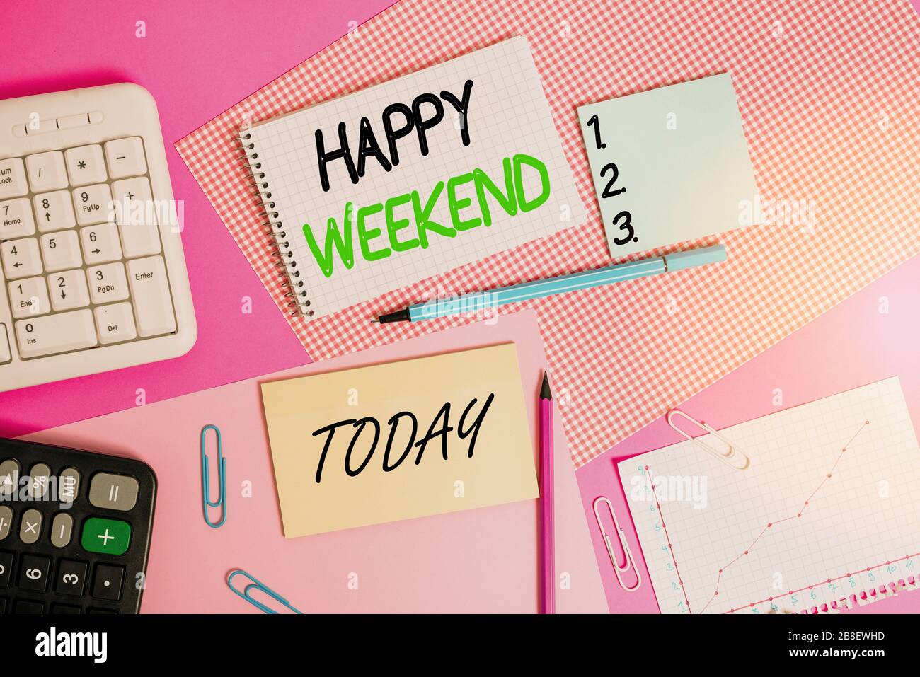 Writing note showing Happy Weekend. Business concept for something nice ...