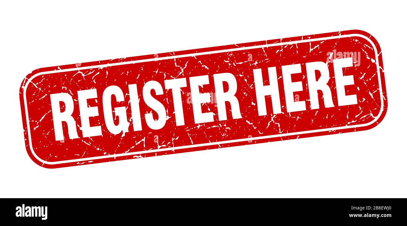 register here stamp. register here square grungy red sign Stock Vector ...