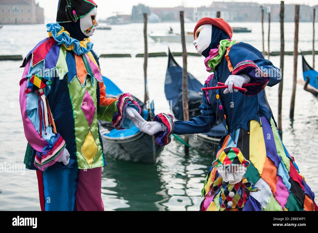 Colorful carnival masks at a traditional festival in Venice, Italy ...