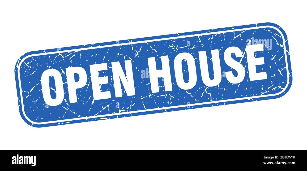 open house stamp. open house square grungy blue sign Stock Vector Image ...