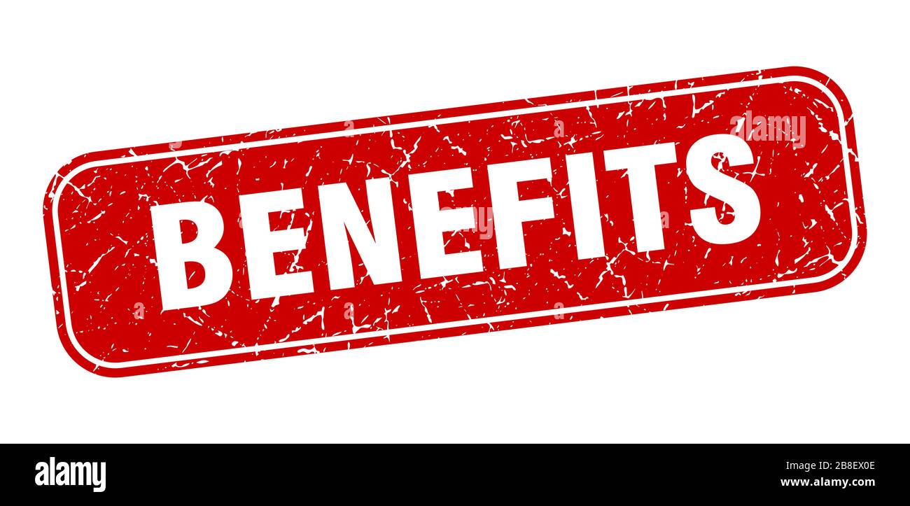 benefits stamp. benefits square grungy red sign Stock Vector Image ...