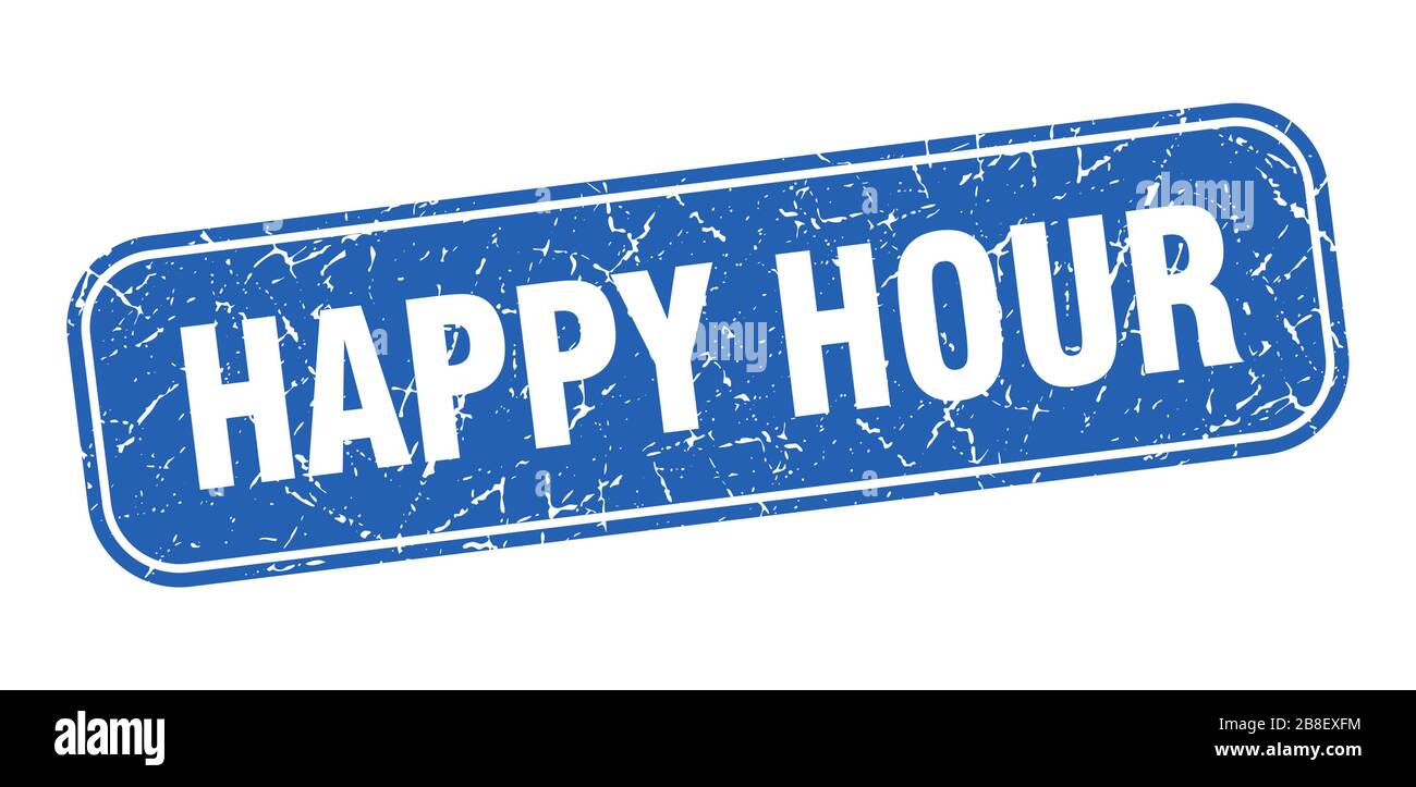 happy hour stamp. happy hour square grungy blue sign Stock Vector Image ...