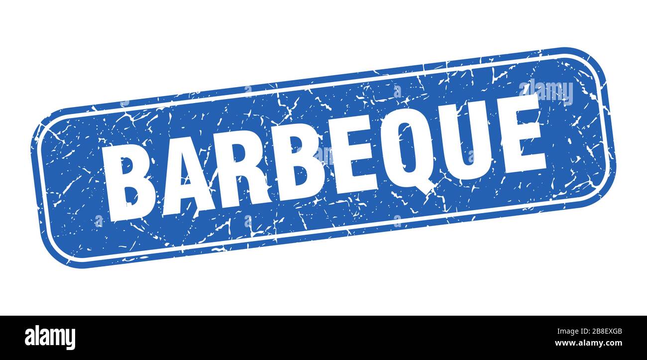 barbeque stamp. barbeque square grungy blue sign Stock Vector Image ...