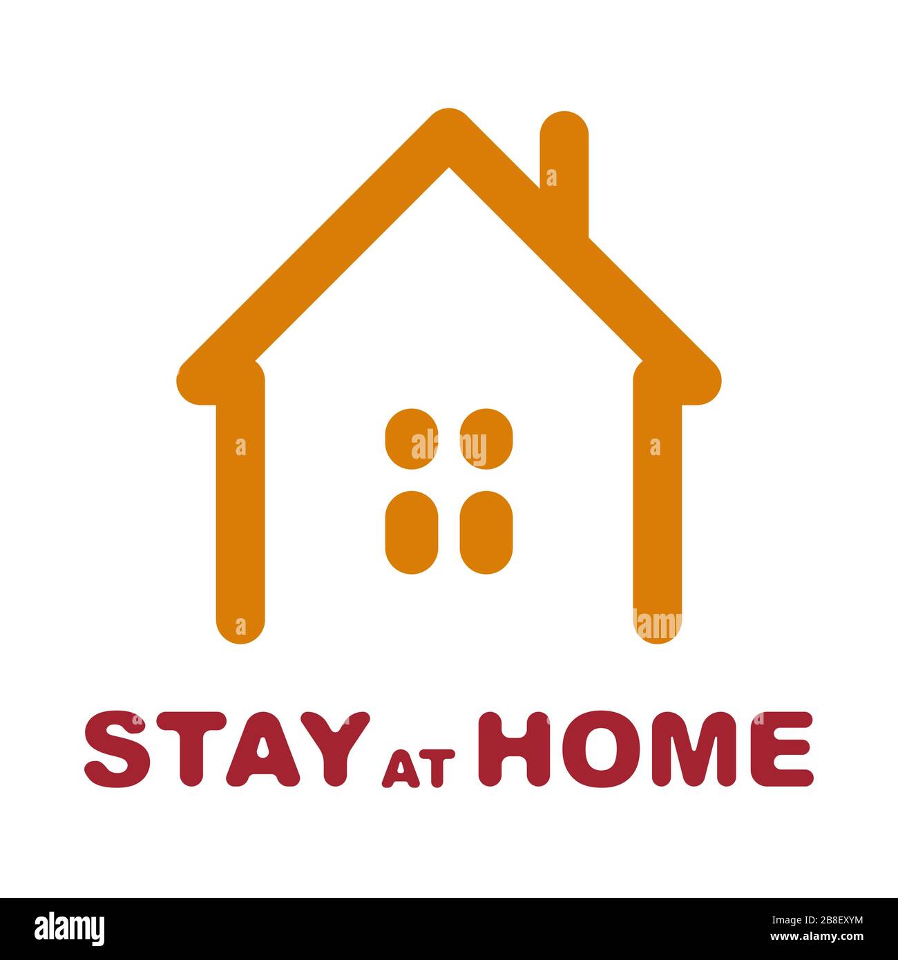 Stay at home social sign with flat style illustration of a home. Novel ...