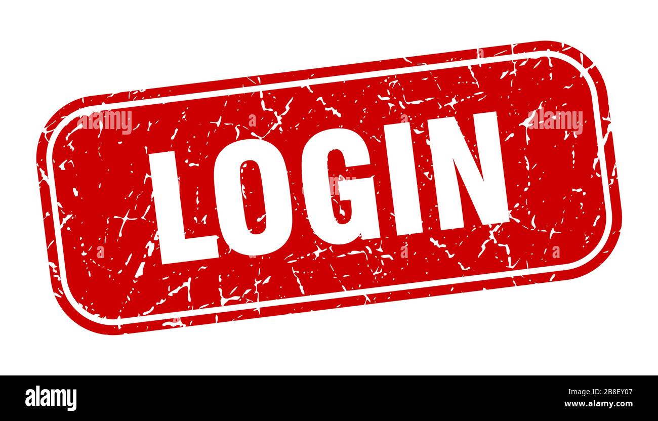 Login red square sticker hi-res stock photography and images - Alamy