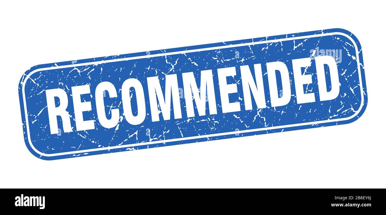 recommended stamp. recommended square grungy blue sign Stock Vector ...
