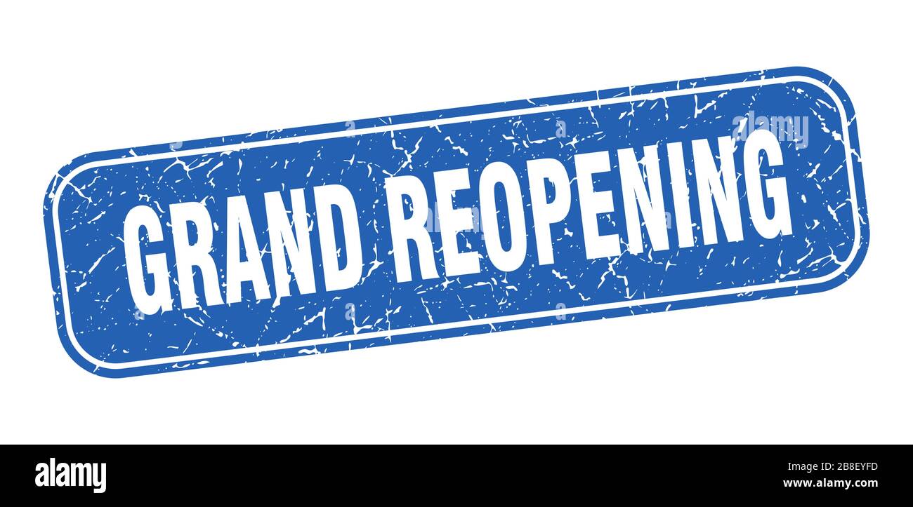grand reopening stamp. grand reopening square grungy blue sign Stock ...