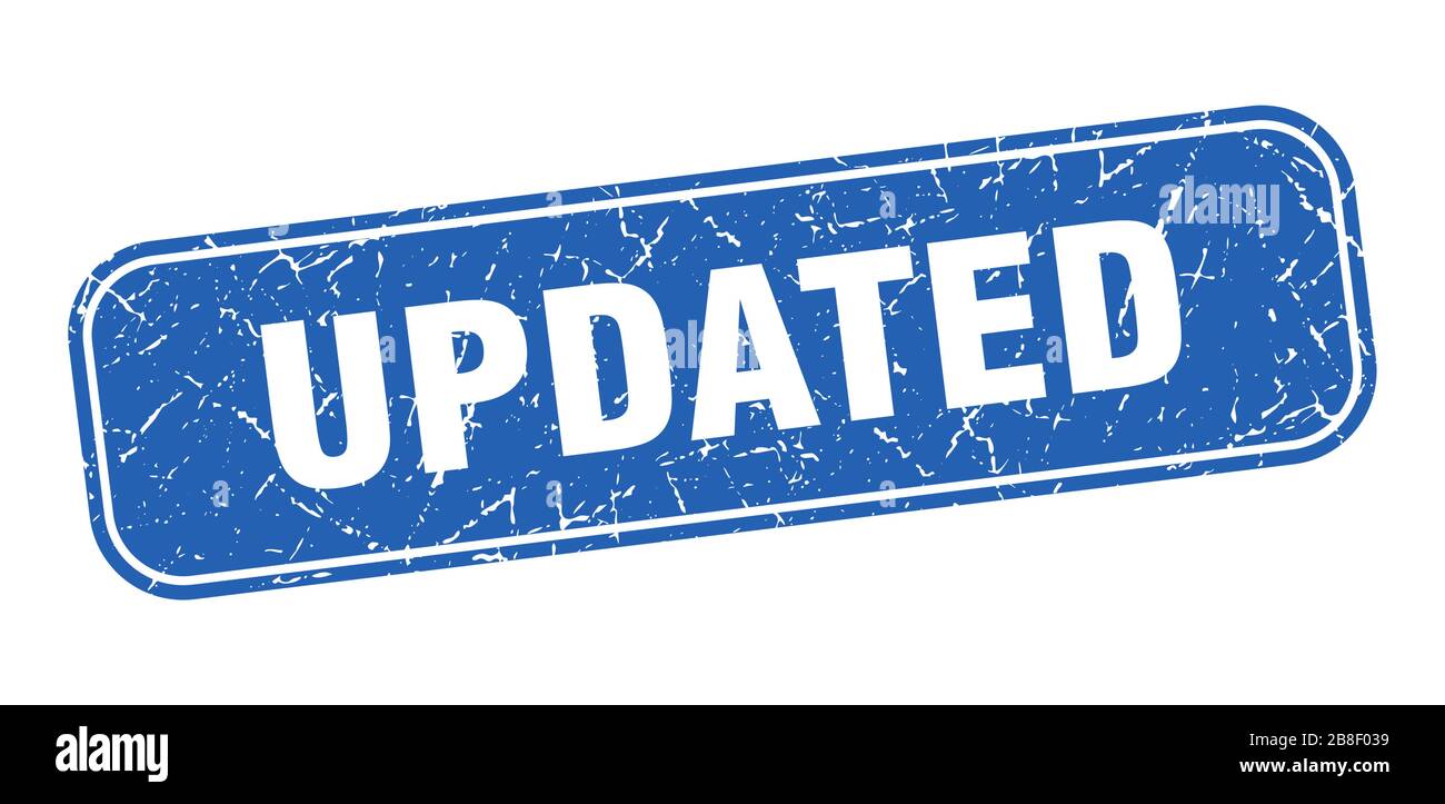 updated stamp. updated square grungy blue sign Stock Vector Image & Art ...