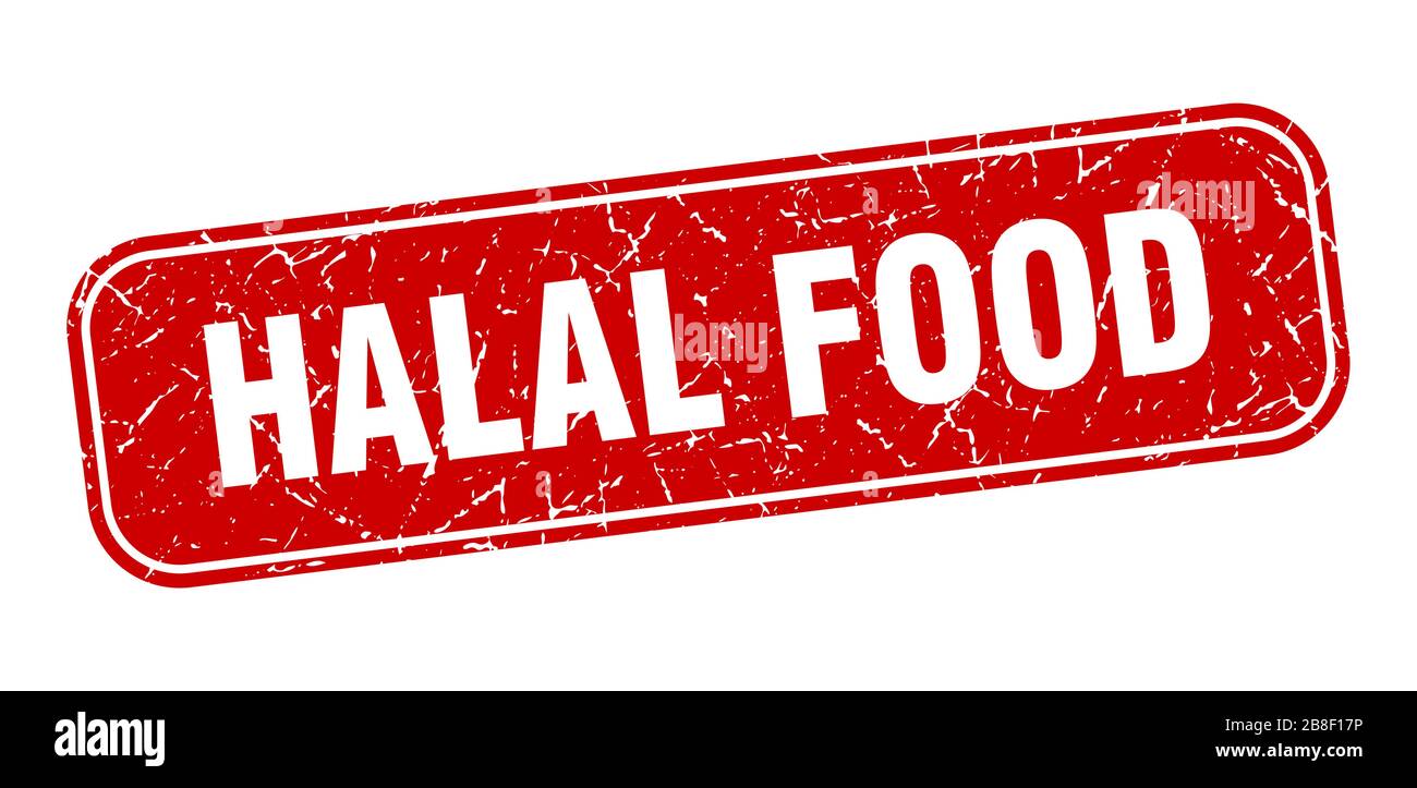 halal food stamp. halal food square grungy red sign Stock Vector Image ...