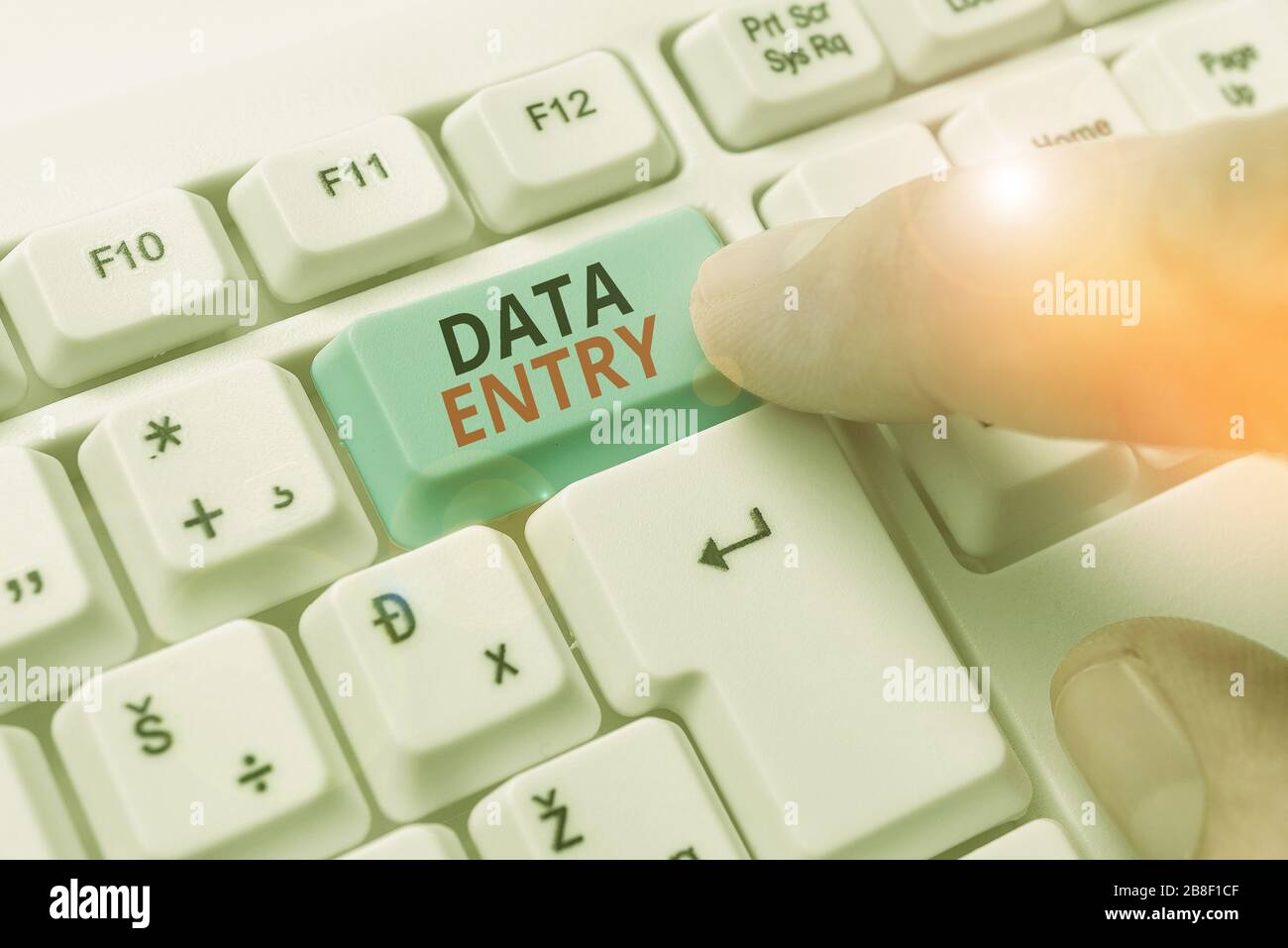 Conceptual hand writing showing Data Entry. Concept meaning process of inputting data or ...