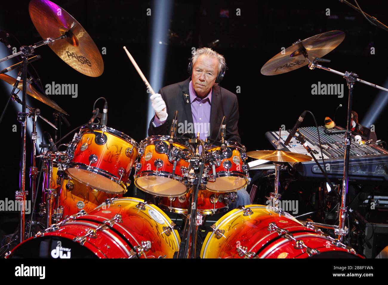 Drummer Nigel Olsson does a pre show photo shoot before he performs ...