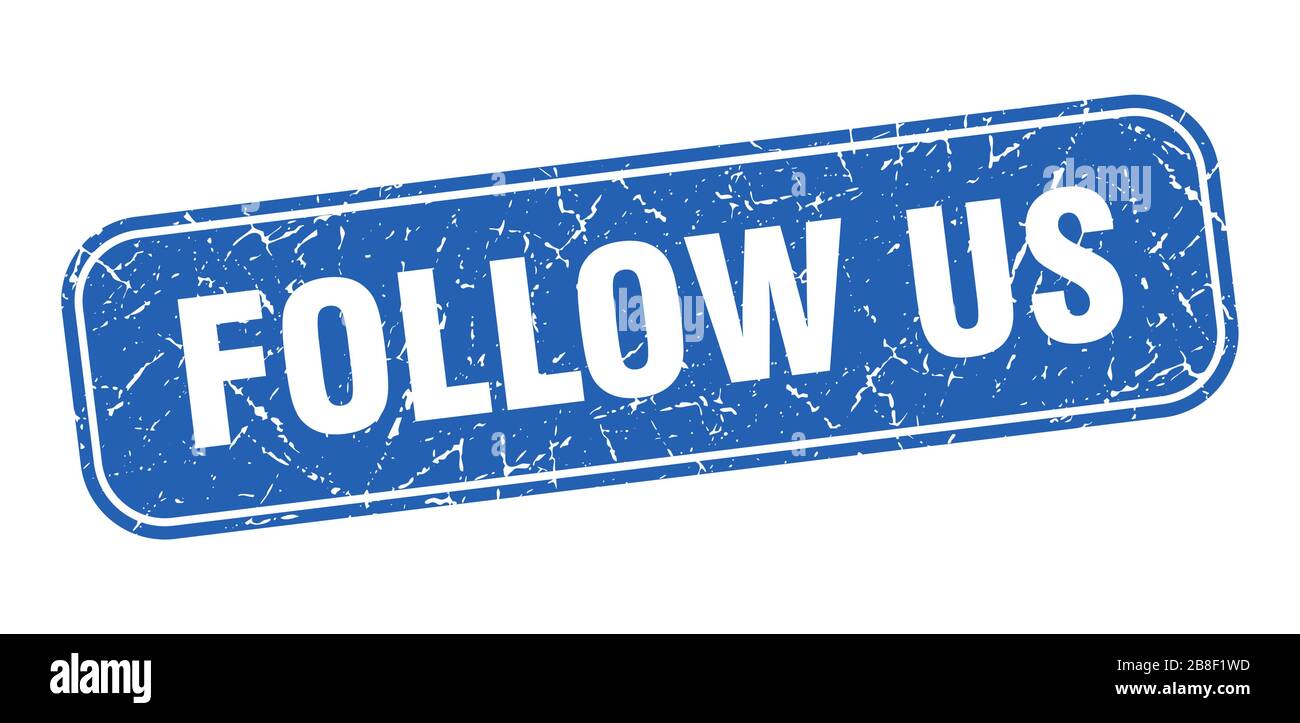 follow us stamp. follow us square grungy blue sign Stock Vector Image ...