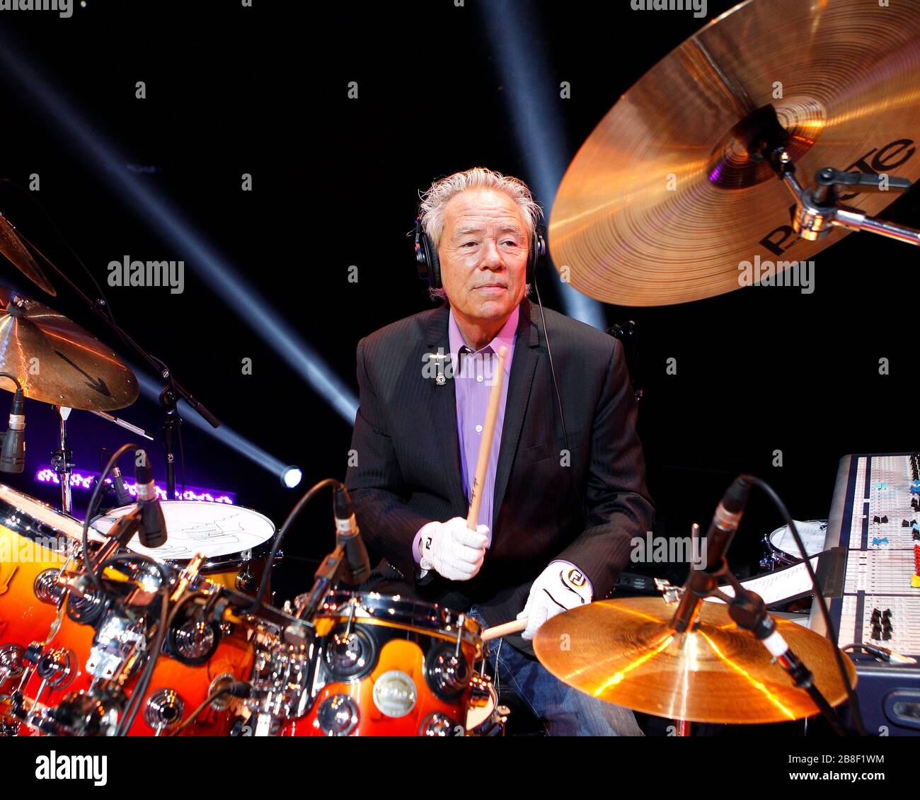 Drummer Nigel Olsson does a pre show photo shoot before he performs ...