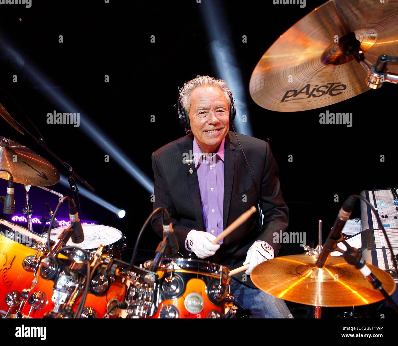 Drummer Nigel Olsson does a pre show photo shoot before he performs ...