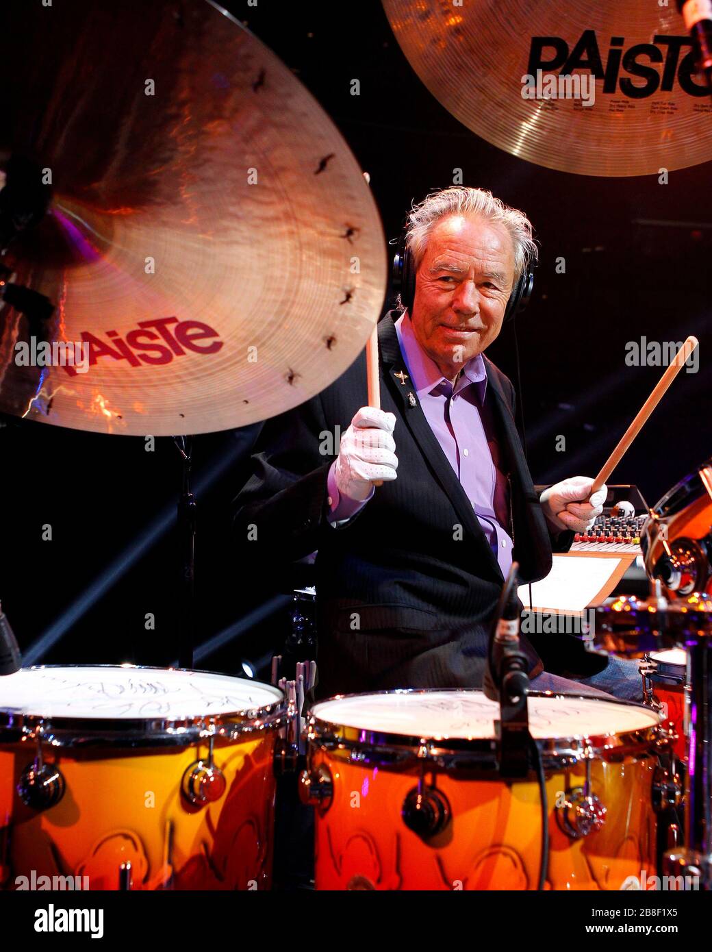 Drummer Nigel Olsson does a pre show photo shoot before he performs ...