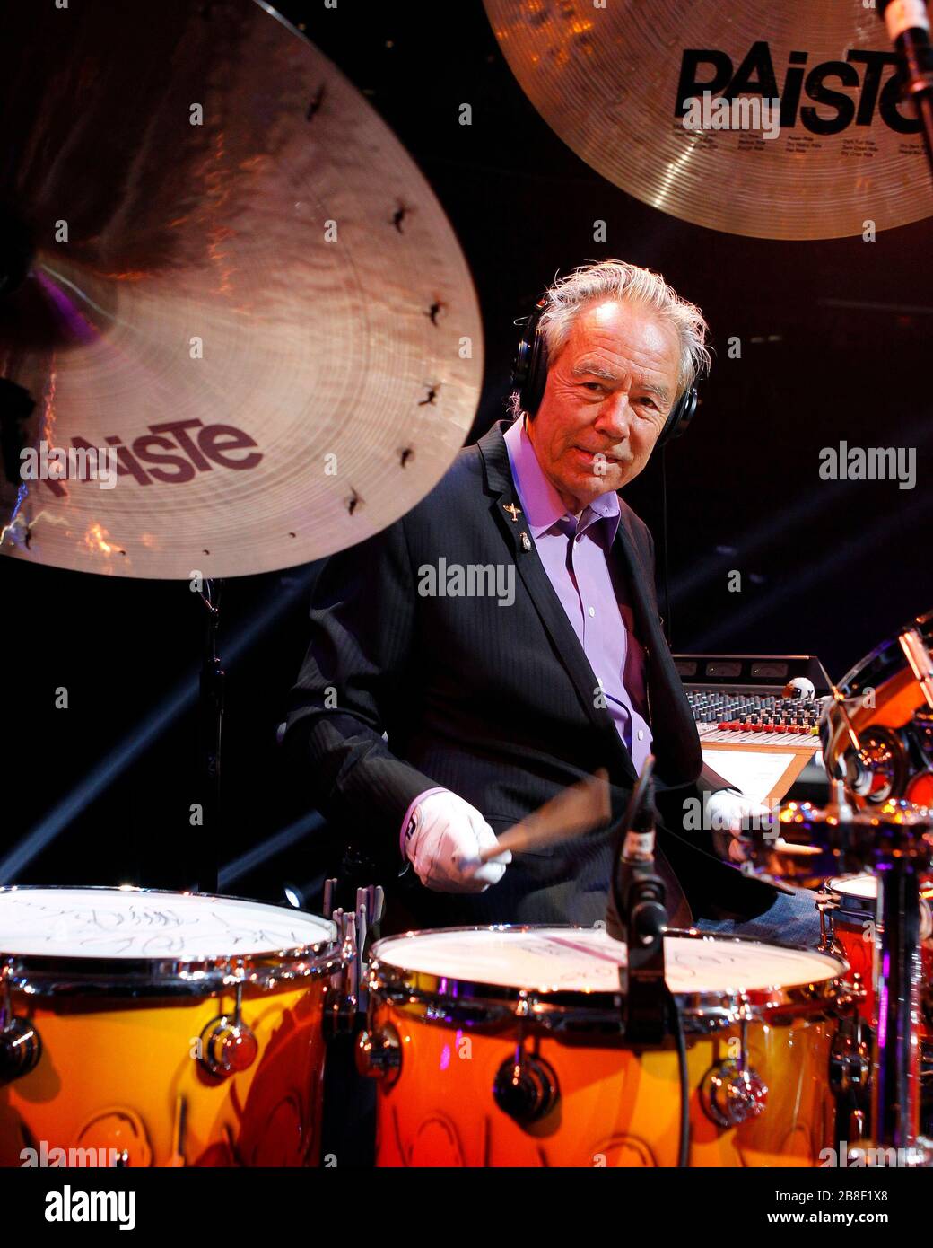 Drummer Nigel Olsson does a pre show photo shoot before he performs ...