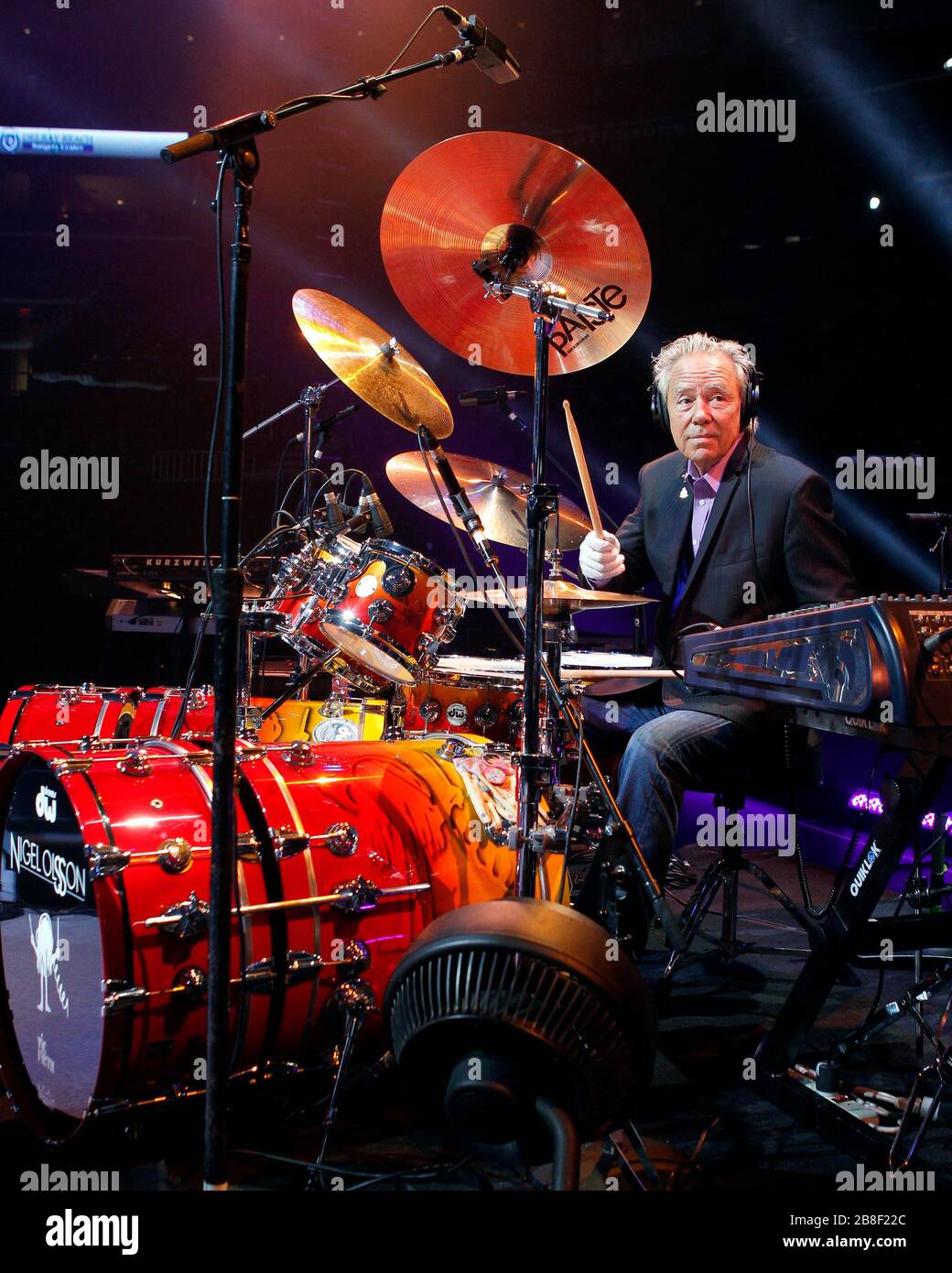 Drummer Nigel Olsson does a pre show photo shoot before he performs ...