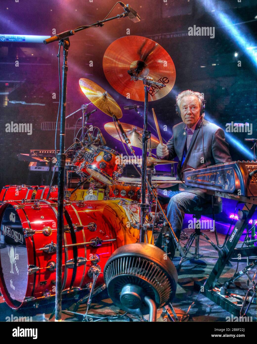 Drummer Nigel Olsson does a pre show photo shoot before he performs ...