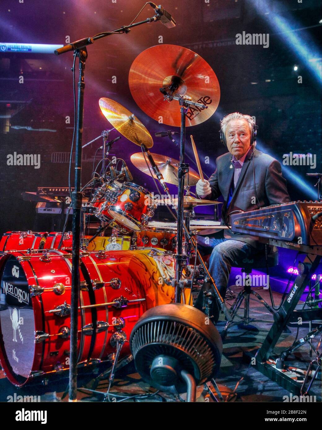 Drummer Nigel Olsson does a pre show photo shoot before he performs ...