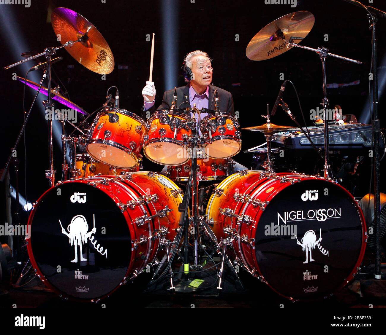 Drummer Nigel Olsson does a pre show photo shoot before he performs ...