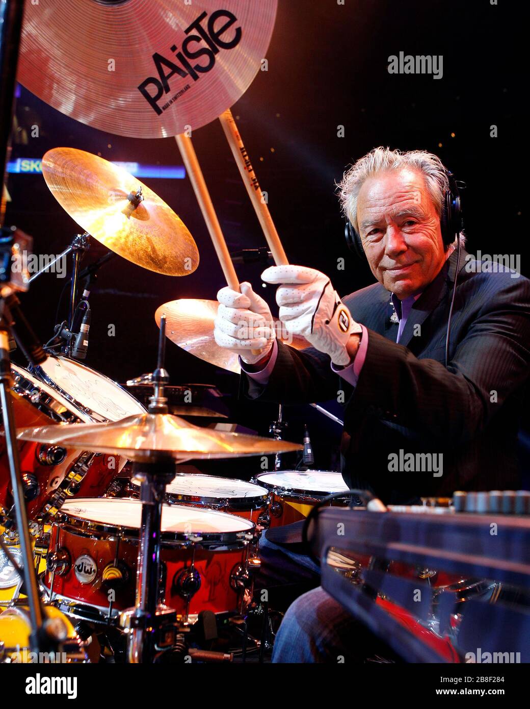 Drummer Nigel Olsson does a pre show photo shoot before he performs ...