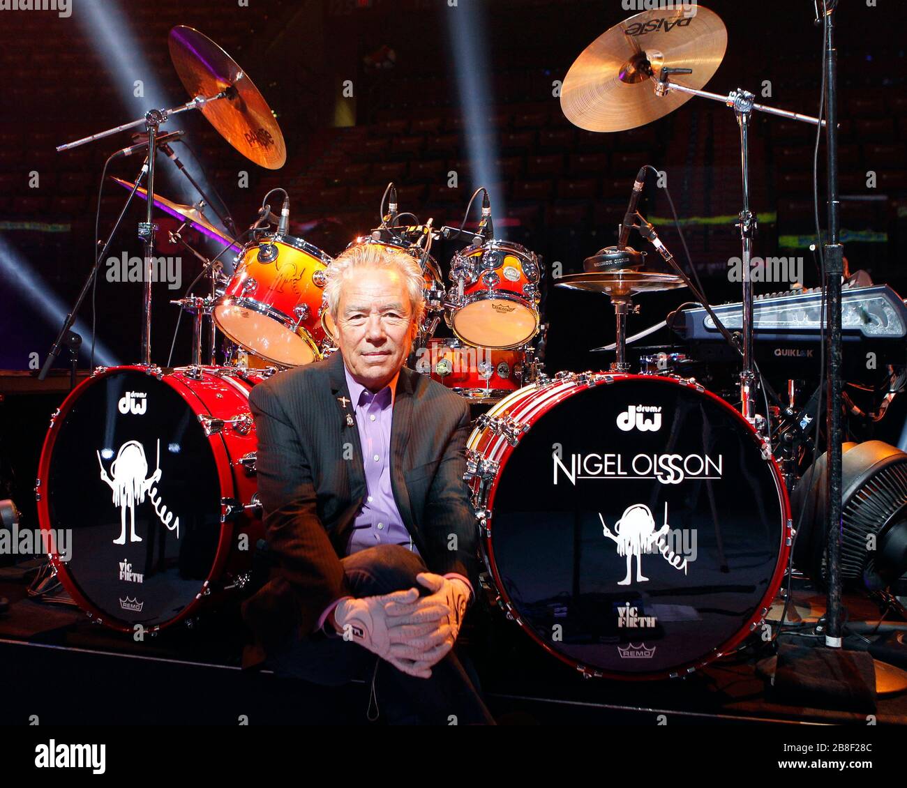 Drummer Nigel Olsson does a pre show photo shoot before he performs ...