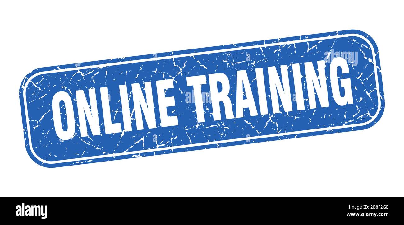 online training stamp. online training square grungy blue sign Stock ...
