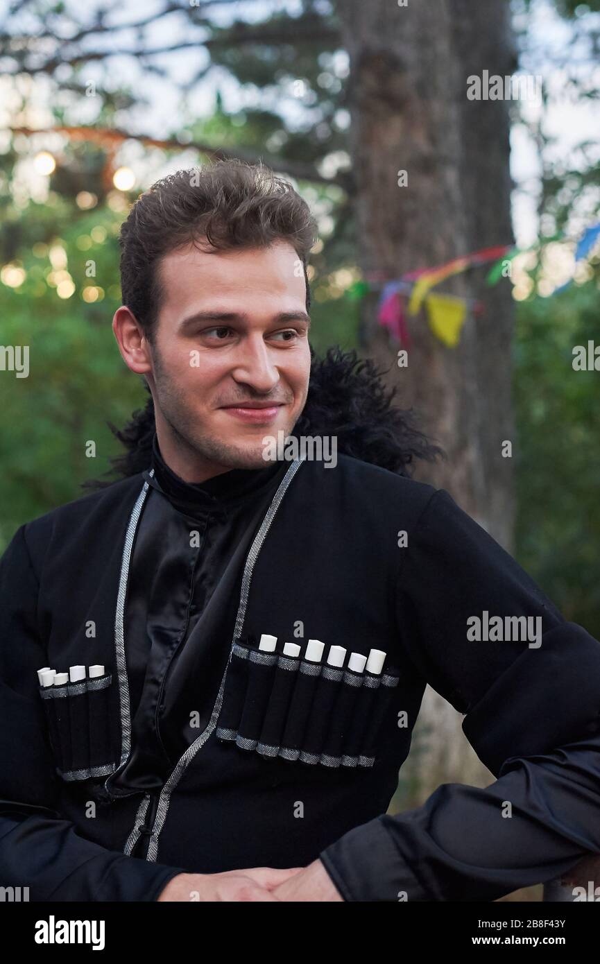 Tbilisi, Georgia July 13th, 2019 Man wearing traditional Georgian ...