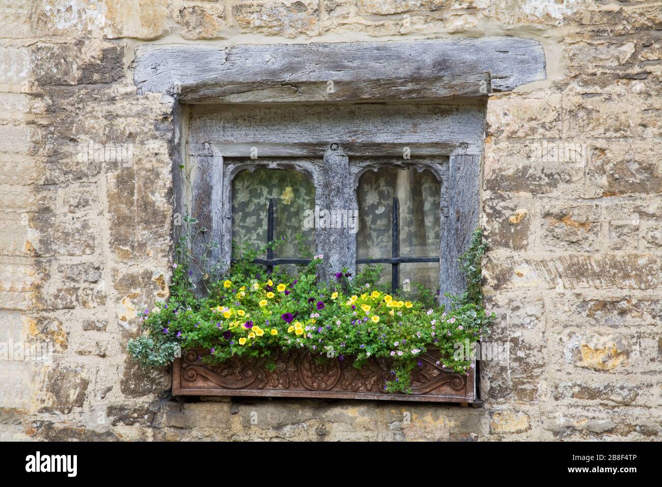 Window in Castle Combe Village, Cotswolds Region, Wiltshire County ...