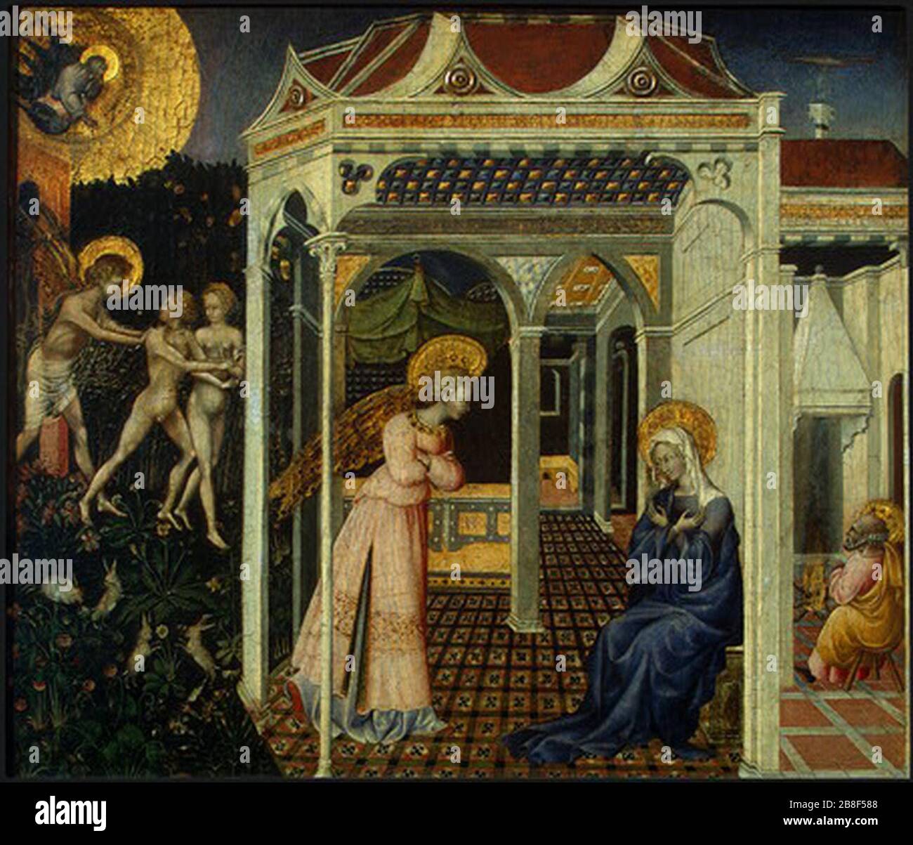 Giovanni di Paolo The Annunciation and Expulsion from Paradise Stock ...