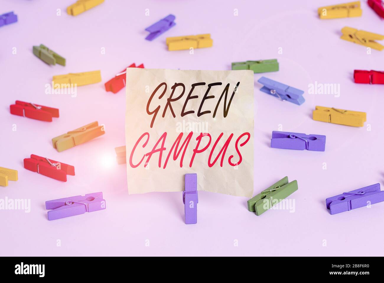 Writing note showing Green Campus. Business concept for sustainable and ...