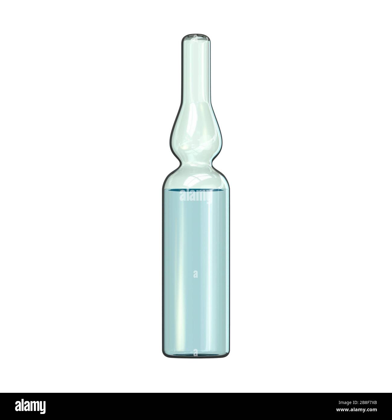 Vertical glass ampoule with cure 3D render illustration isolated on ...